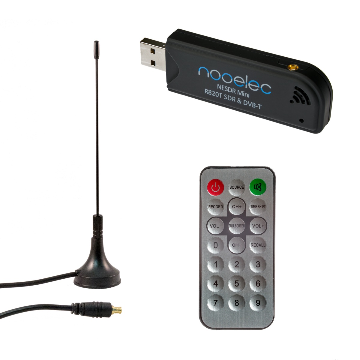 Nooelec - Nooelec NESDR Mini SDR & DVB-T USB Stick (RTL2832 + R820T) w/ Antenna and Remote ...