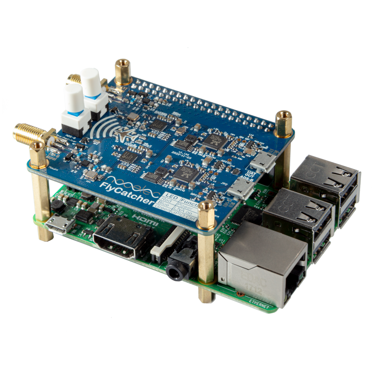 Nooelec - Nooelec FlyCatcher - High Performance Dual-Channel RTL-SDR Raspberry Pi HAT for Flight ...